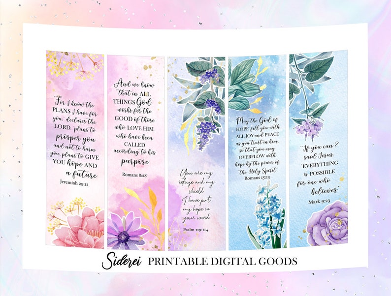 Printable Bible Verse Bookmarks Set #2 HOPE | Size A4 Instant Digital ...