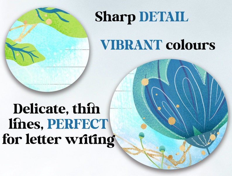 Blue Summer Flowers Writing Paper, A4 / 8.5x11, Cute Floral Watercolour ...