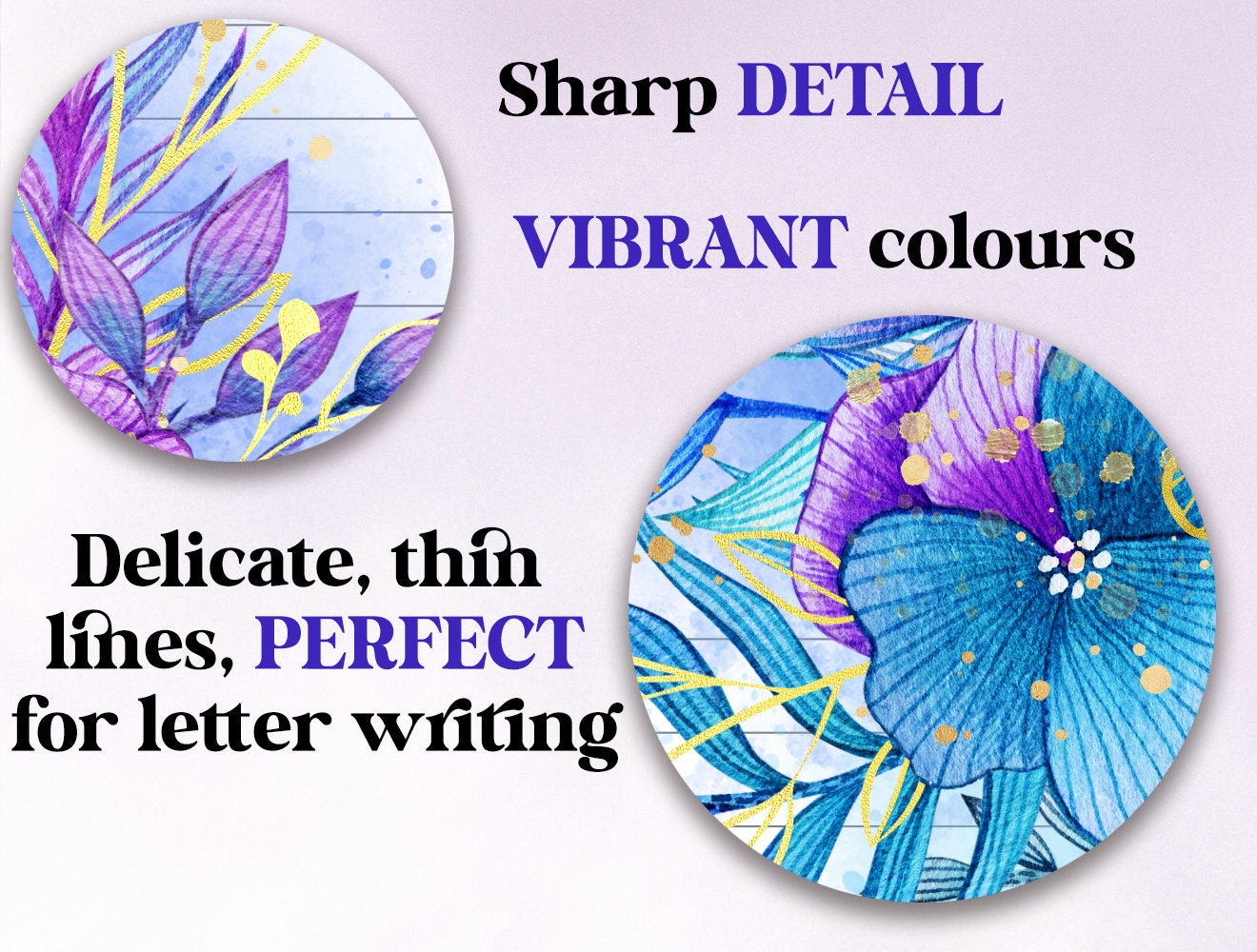 Purple Blue Summer Flowers Writing Paper A4 / 8.5x11 Cute - Etsy