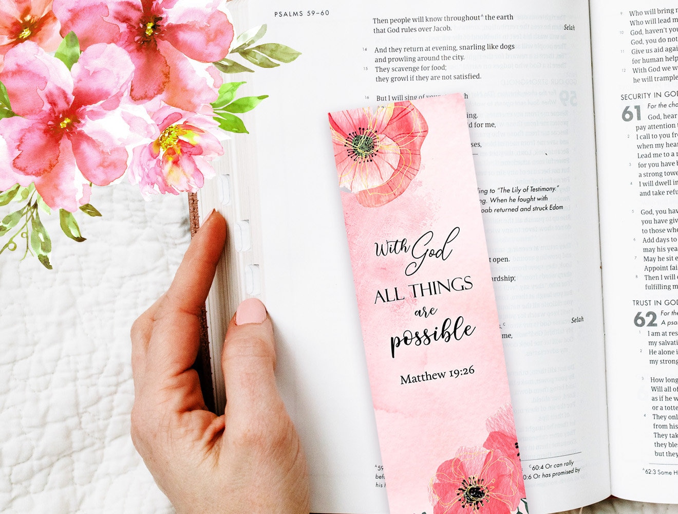 Printable Bible Verse Bookmarks Set #3 STRENGTH | Size A4 Instant ...