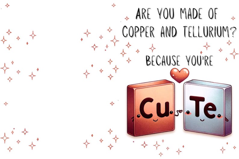 Cu-te Elements Periodic Table Science-themed Digital Download Love Card ...
