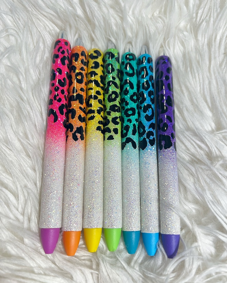 Glitter Neon Leopard Refillable Pen - Etsy