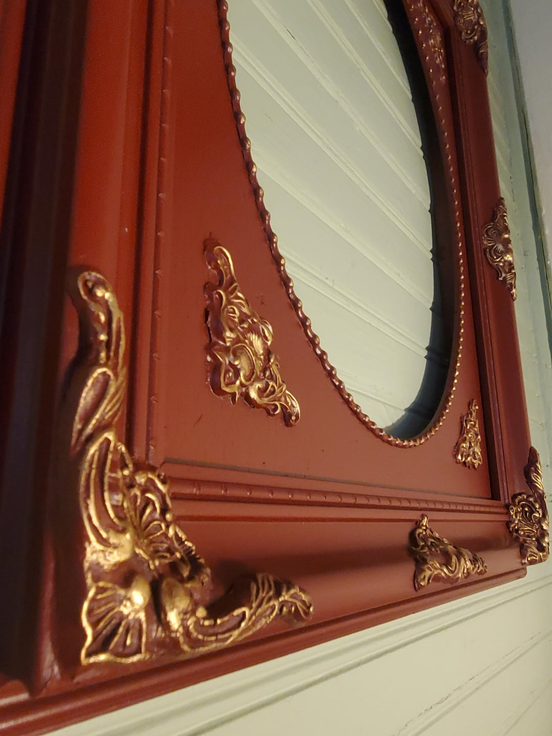 Hand Painted Ornate Wooden Picture Frame. 10.5inx13.5in. Oval Center ...