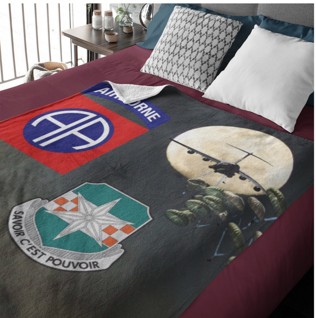 313th MI, 82nd Airborne, 82nd Airborne Sherpa Fleece Blanket, 82nd ...