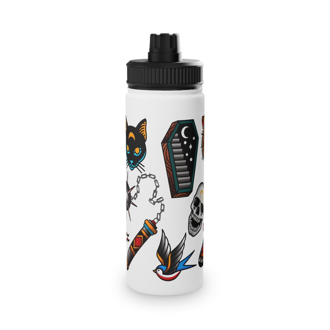 Traditional Tattoo Flash Stainless Steel Water Bottle, Sports Lid ...