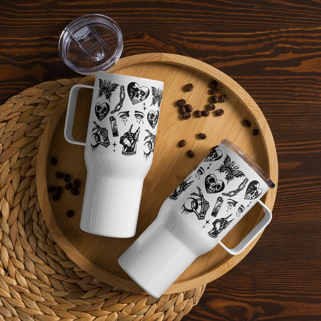 Tattoo Flash Travel Mug With a Handle - Etsy