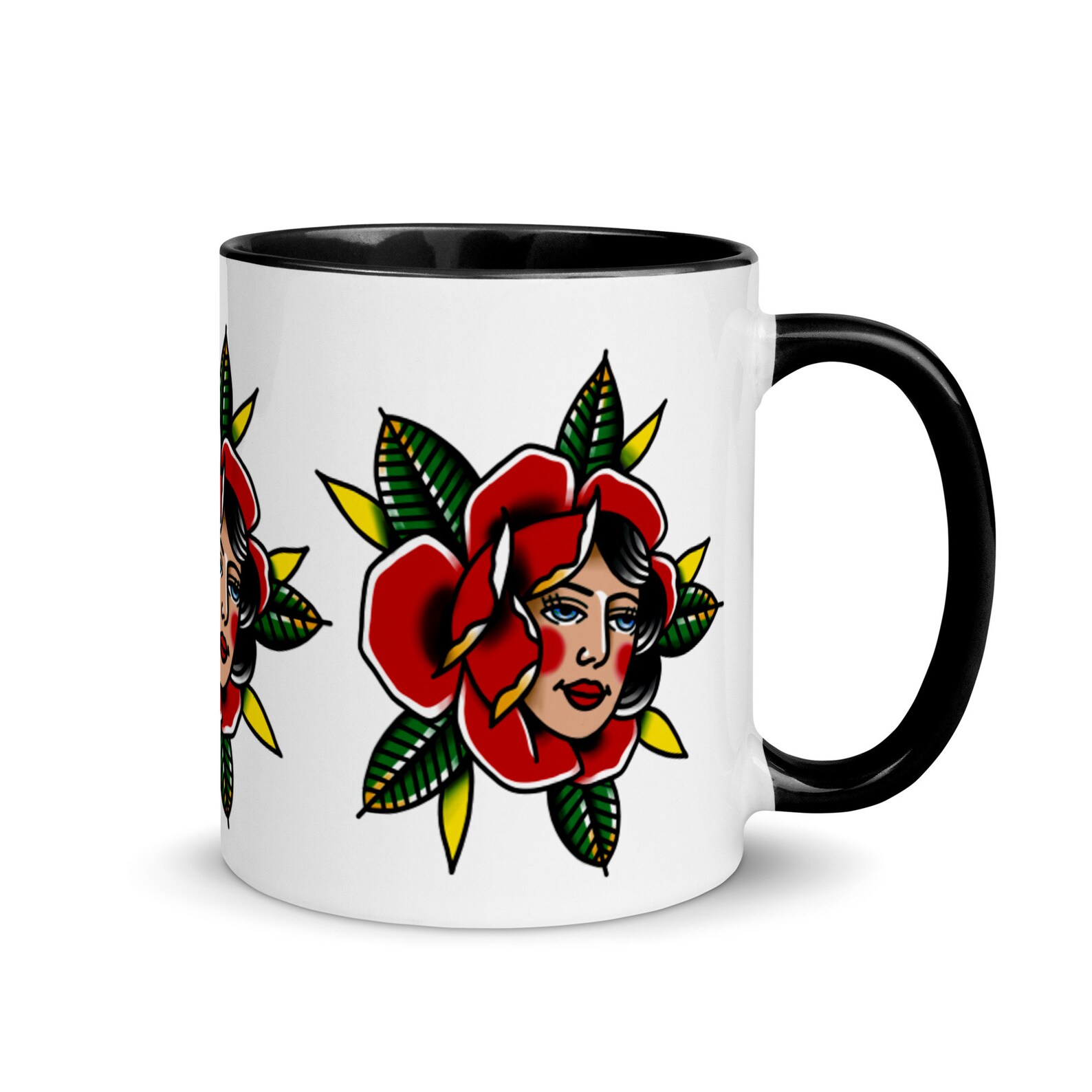 Traditional Girl Head Mug With Color Inside - Etsy