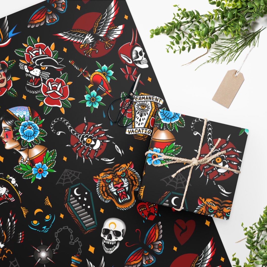 Traditional Tattoo Flash Wrapping Paper Flash Tattoo Tattoo - Etsy