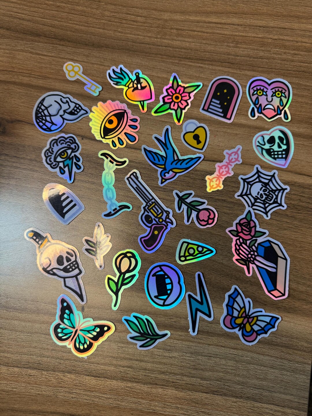 Mini Holographic Pink Tattoo Stickers, Tattoo Stickers, Trad Stickers ...