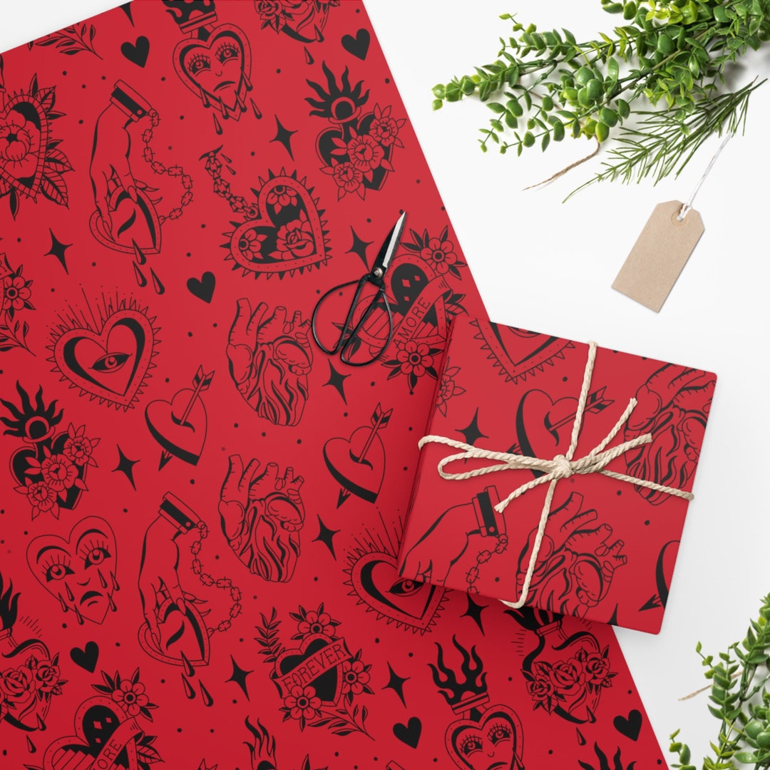 Valentines Day Gift Wrapping Paper, Valentines, Tattoo Flash, Tattoo ...