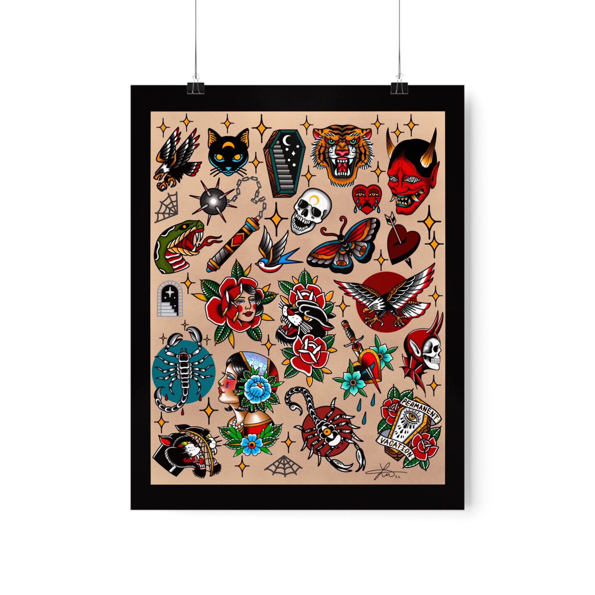 Traditional Tattoo Flash Premium Matte Vertical Posters, Tattoo, Tattoo ...