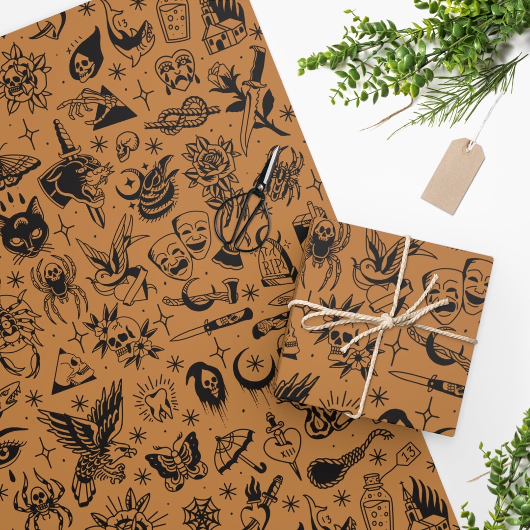Traditional Tattoo Flash Wrapping Paper - Etsy