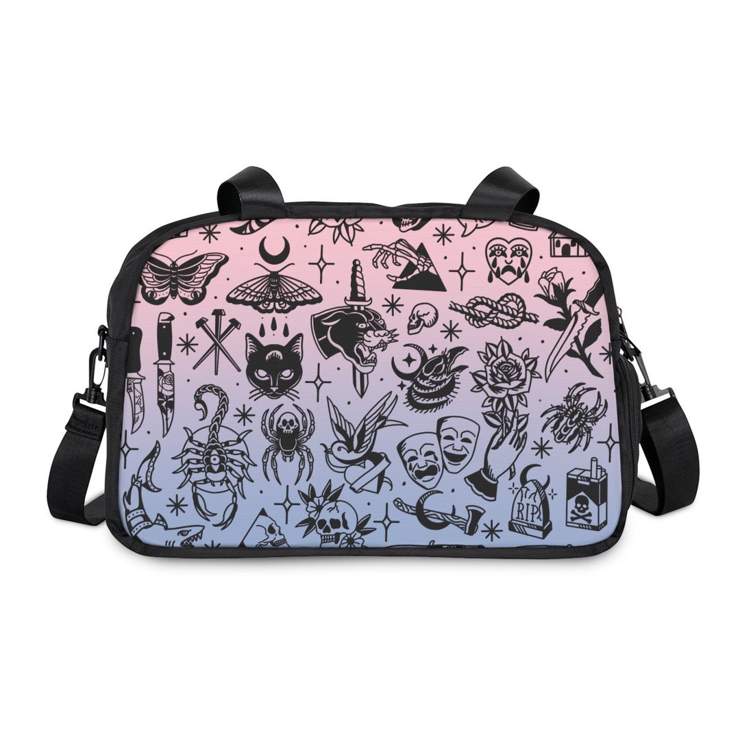Pink Tattoo Fitness Handbag, Tattoo Flash, Handbag, Duffle, Carry On ...