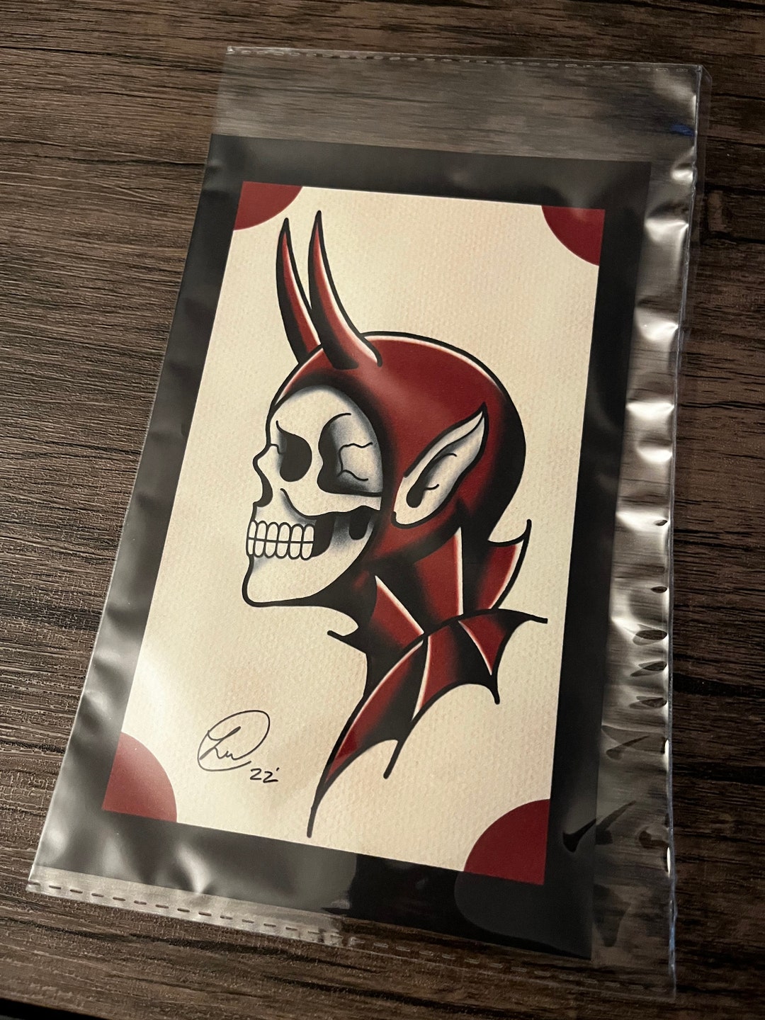 Traditional Devil Tattoo Print (RED) - Etsy