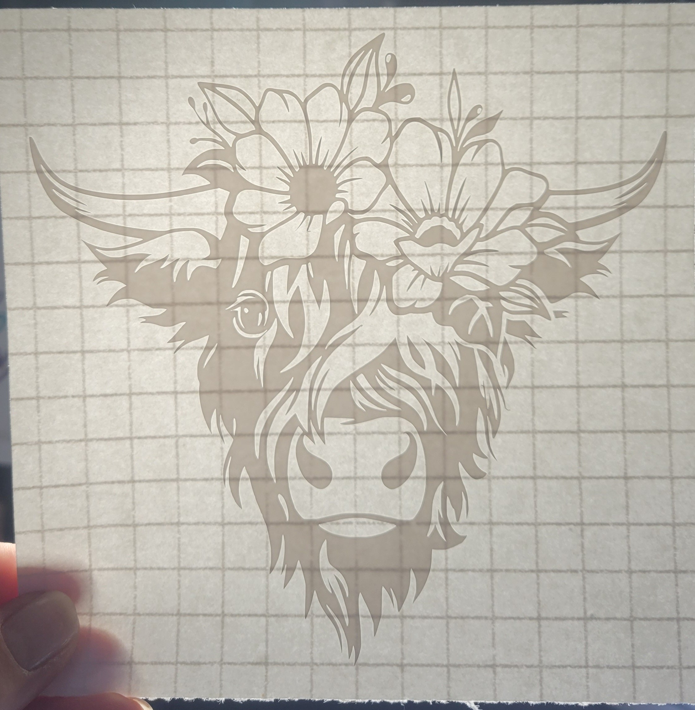 Floral Highland Cow Vinyl Decal / Window Sticker - Etsy