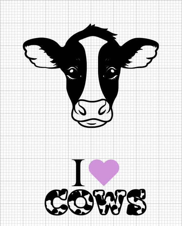 I Love Cows & Cow Permanent Vinyl Decal Set. - Etsy