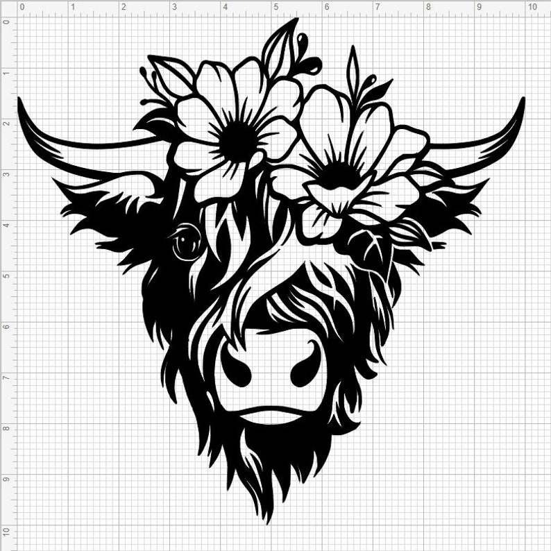 Floral Highland Cow Vinyl Decal Window Sticker Etsy