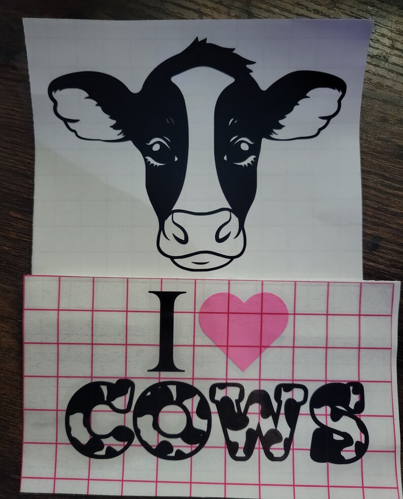 I Love Cows & Cow Permanent Vinyl Decal Set. - Etsy