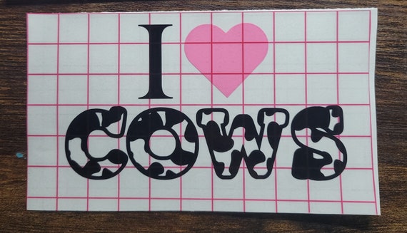I Love Cows & Cow Permanent Vinyl Decal Set. | Etsy