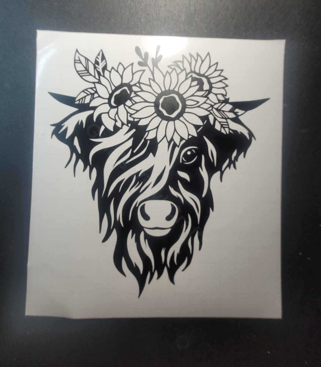 Floral Highland Cow Decal: Vinyl Art, Car Decor - Etsy