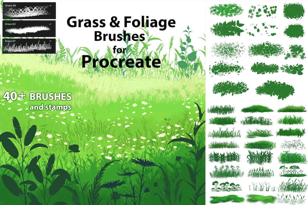 Grass and Foliage Brushes for Procreate - Etsy