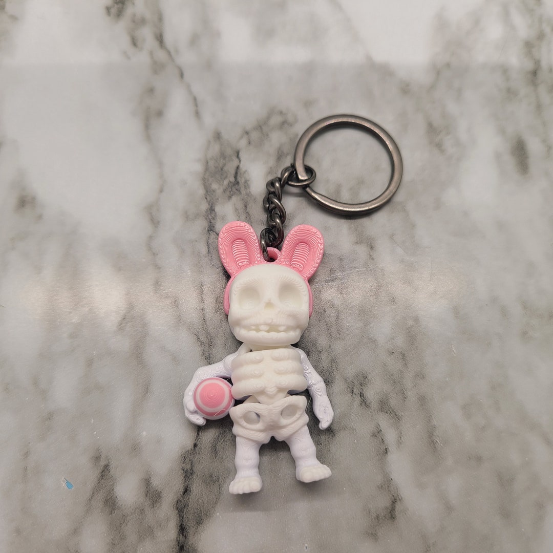 Baby Bunny Skeleton Keychain - Etsy