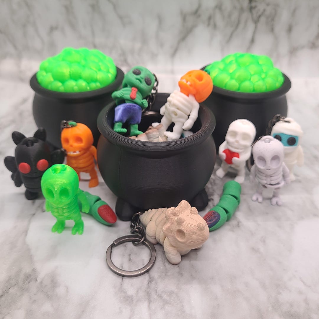 Halloween Cauldron Mystery Keychain Pack | Flexi Keychains - Etsy