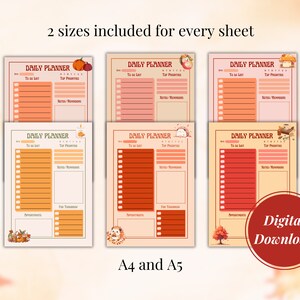 Autumnal Daily Digital Planner Bundle, Digital Download, 6 Sheets, PDF ...