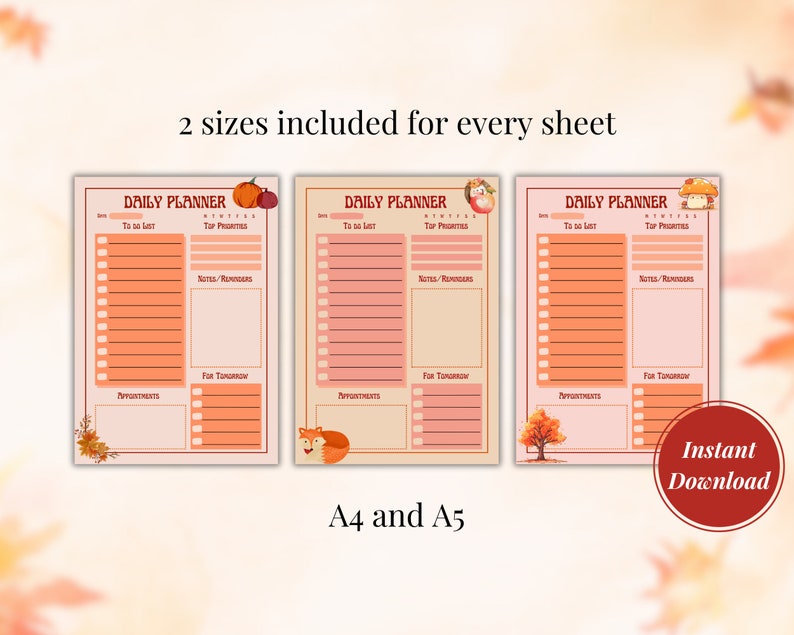 Autumnal Daily Digital Planner Bundle Digital Download 3 - Etsy