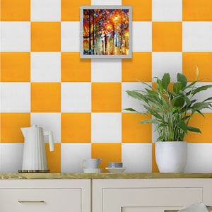 Peel and Stick Yellow White Texture Tile Stickers, Floor Tile Stickers ...