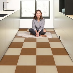 Checkered Autumn & Beige Texture Tile Sticker Peel and Stick Bathroom ...