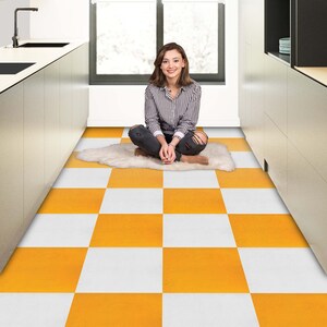 Peel and Stick Yellow White Texture Tile Stickers, Floor Tile Stickers ...