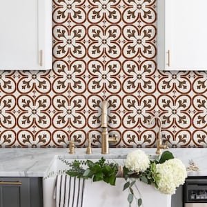 TULIP Red Peel and Stick Floor Tile Decals | Kitchen, Bathroom Wall ...