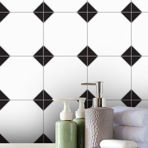 Black and White Geometric Tile Stickers | Removable | Hand Crafted ...