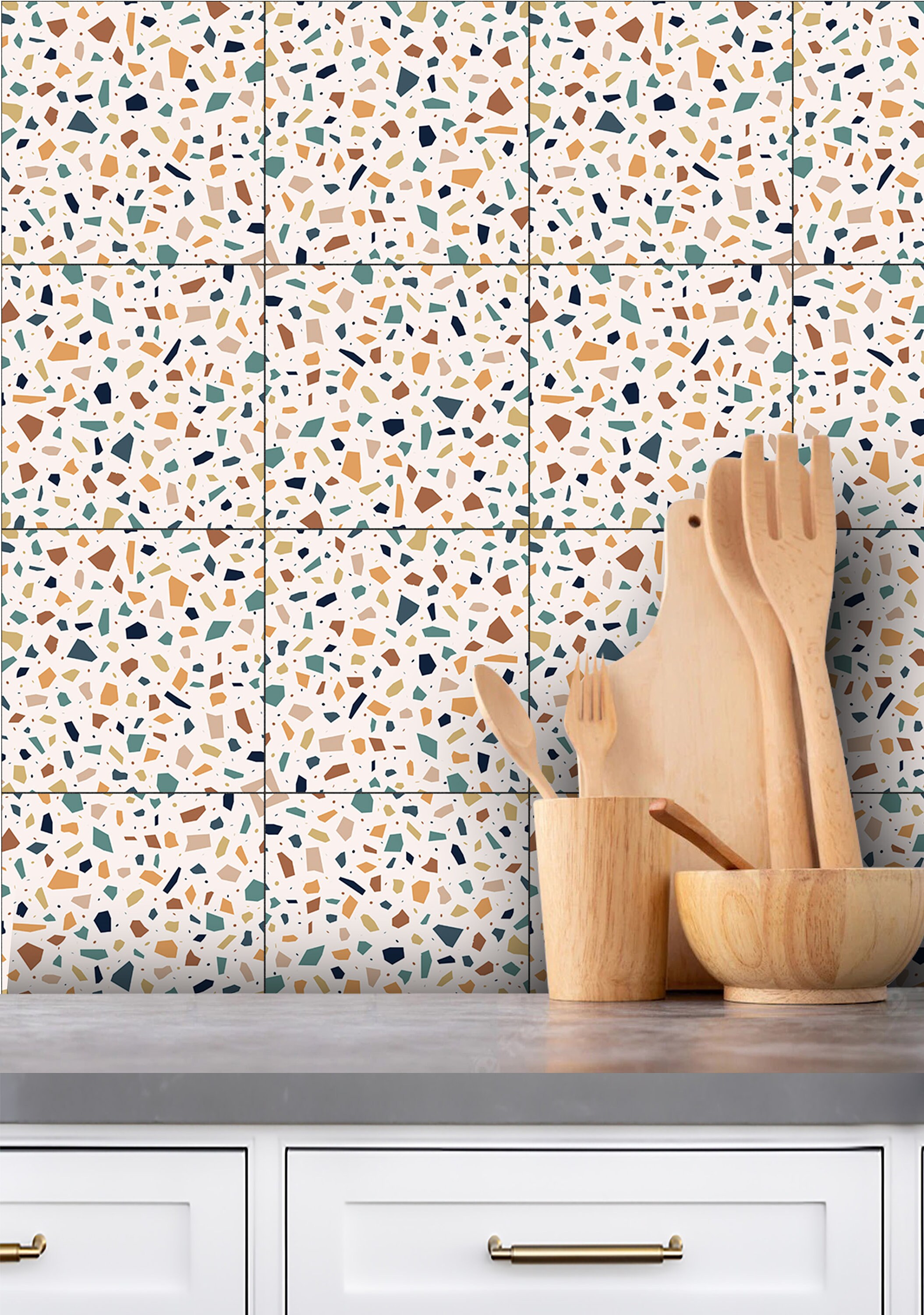 Colorful Terrazzo Mosaic Tile Stickers | Peel and Stick Kitchen ...