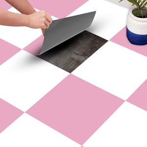 Candy Pink & Light White Checkered Tile Stickers | Kitchen Bathroom ...