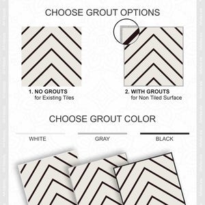 Warm White and Black Seamless Floor Tile Stickers | Peel and Stick Tile ...
