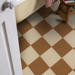 Checkered Autumn & Beige Texture Tile Sticker Peel and Stick Bathroom ...