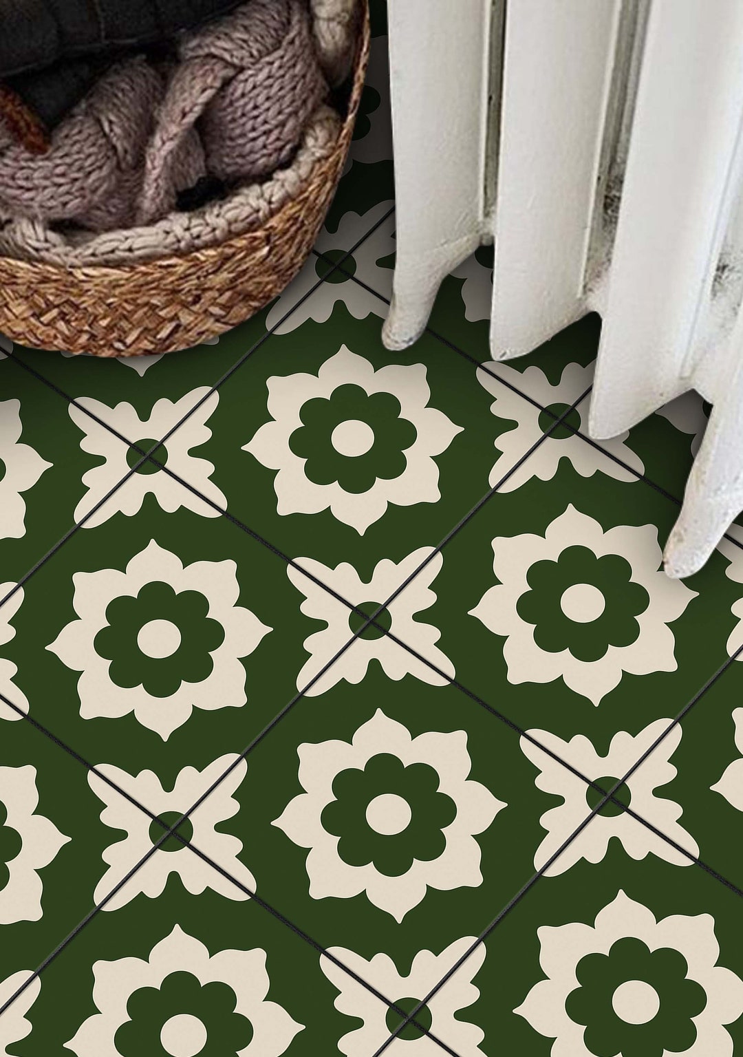 Moroccan Encaustic Green Tile Decals Bathroom Kitchen & - Etsy
