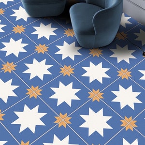 Peel and Stick Blue & Gold Star Texture Tile Vinyl | Kitchen Bathroom ...