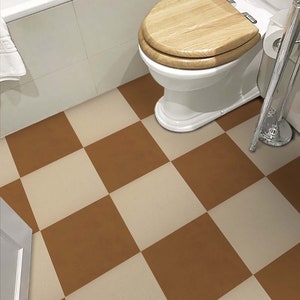 Checkered Autumn & Beige Texture Tile Sticker Peel and Stick Bathroom ...