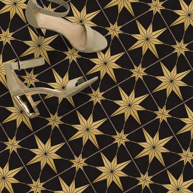 Midnight Compass Star Tile Stickers | Antiskid for Floors | Peel and ...