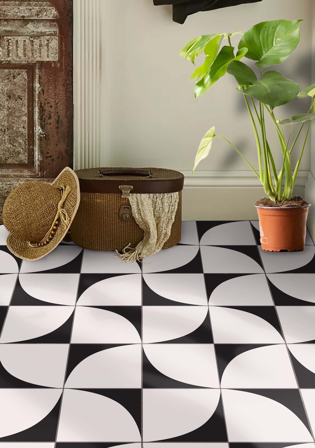 Porcelain Geometric Tile Stickers | Hand Crafted Decals | Peel and ...