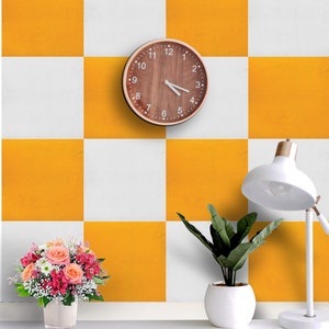 Peel and Stick Yellow White Texture Tile Stickers, Floor Tile Stickers ...