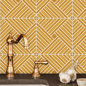 Yellow Seamless Floor Tile Stickers | Peel and Stick Kitchen ...