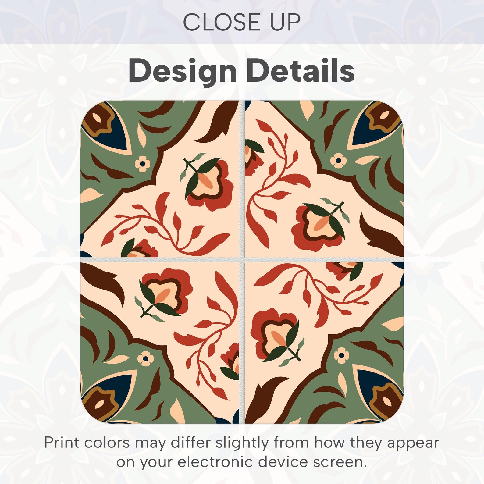 Persian Floral Backsplash Tile Stickers | Peel and Stick Kitchen ...