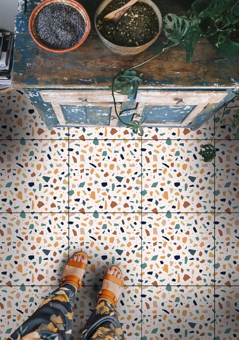 Colorful Terrazzo Mosaic Tile Stickers | Peel and Stick Kitchen ...