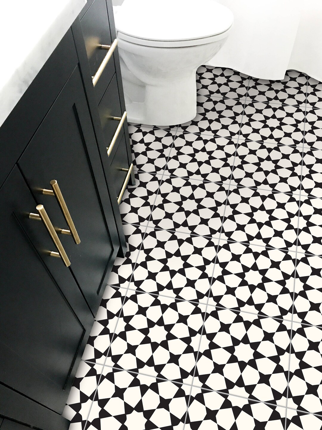 Classic Seamless Black Pattern Tile Vinyl Peel and Stick - Etsy
