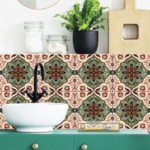 Persian Floral Peel and Stick Tile Stickers | Kitchen, Bathroom, Wall ...