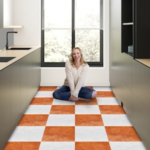 Peel & Stick Checkered Texture Tile Vinyl, Floor Tile Stickers, Kitchen ...